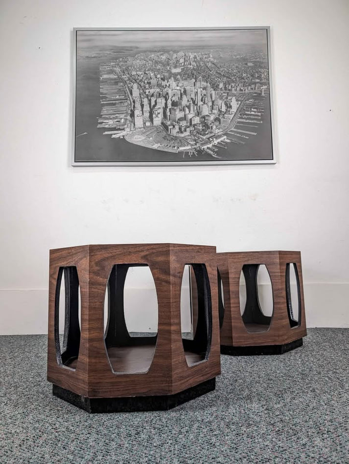 MCM Pair of Lane Style Smoked Glass Octagon End Tables – Grit City Patina